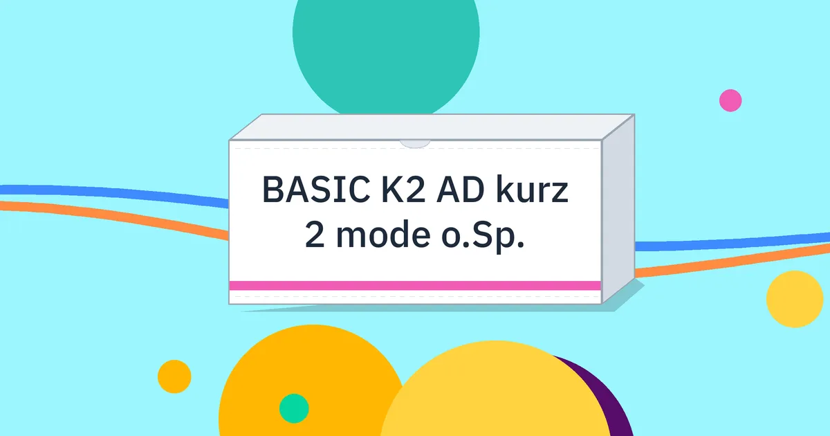 Symbolbild: Packung mit der Aufschrift BASIC K2 AD kurz 2 mode o.Sp. (PZN 20264132) – Verfügbarkeit und Bezug in Apotheken in Frankfurt am Main