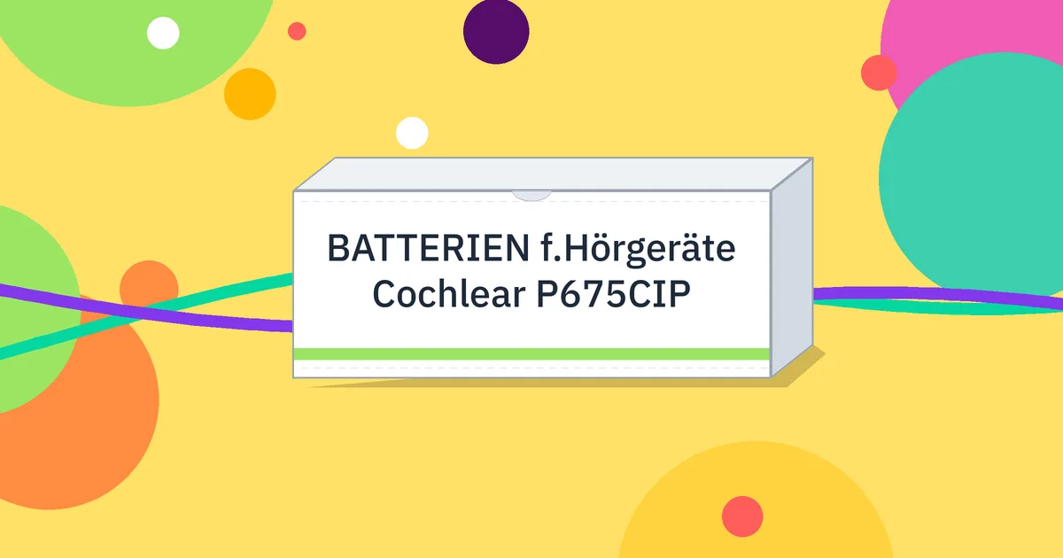 Symbolbild: Packung mit der Aufschrift BATTERIEN f.Hörgeräte Cochlear P675CIP (PZN 01062026) – Verfügbarkeit und Bezug in Apotheken in Frankfurt am Main