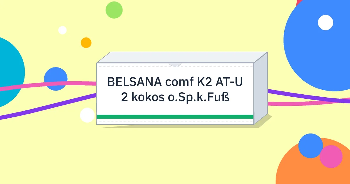 Symbolbild: Packung mit der Aufschrift BELSANA comf K2 AT-U 2 kokos o.Sp.k.Fuß (PZN 12332983) – Verfügbarkeit und Bezug in Apotheken in Frankfurt am Main