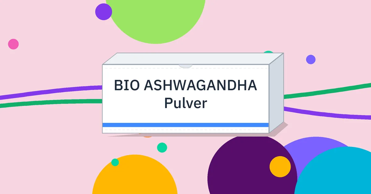 Symbolbild: Packung mit der Aufschrift BIO ASHWAGANDHA Pulver (PZN 11071138) – Verfügbarkeit und Bezug in Apotheken in Frankfurt am Main