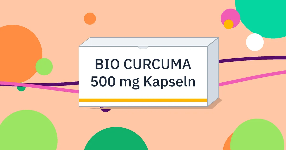 Symbolbild: Packung mit der Aufschrift BIO CURCUMA 500 mg Kapseln (PZN 11102637) – Verfügbarkeit und Bezug in Apotheken in Frankfurt am Main