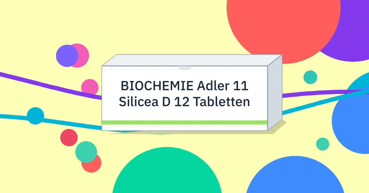 Symbolbild: Packung mit der Aufschrift BIOCHEMIE Adler 11 Silicea D 12 Tabletten (PZN 00833384) – Verfügbarkeit und Bezug in Apotheken in Frankfurt am Main