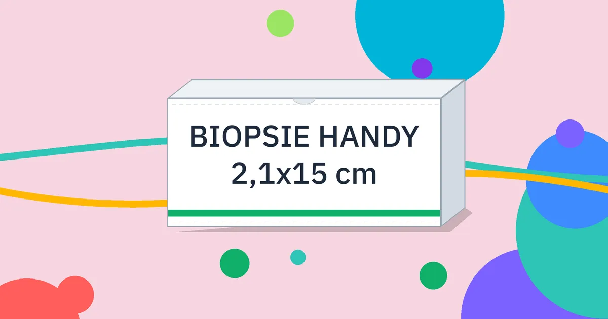 Symbolbild: Packung mit der Aufschrift BIOPSIE HANDY 2,1x15 cm (PZN 20085487) – Verfügbarkeit und Bezug in Apotheken in Frankfurt am Main