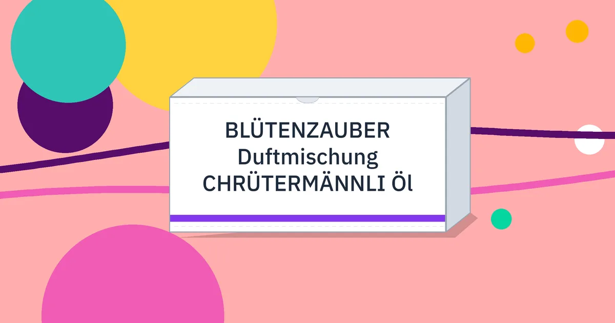 Symbolbild: Packung mit der Aufschrift BLÜTENZAUBER Duftmischung CHRÜTERMÄNNLI Öl (PZN 07197678) – Verfügbarkeit und Bezug in Apotheken in Frankfurt am Main