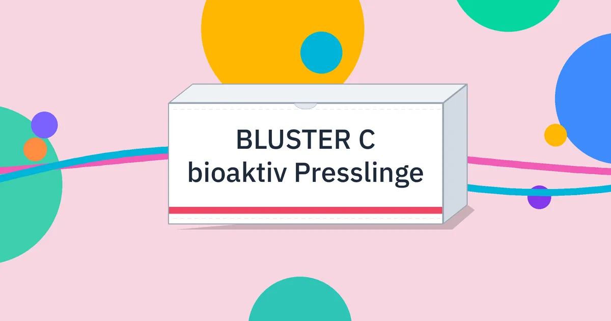 Symbolbild: Packung mit der Aufschrift BLUSTER C bioaktiv Presslinge (PZN 14040150) – Verfügbarkeit und Bezug in Apotheken in Frankfurt am Main