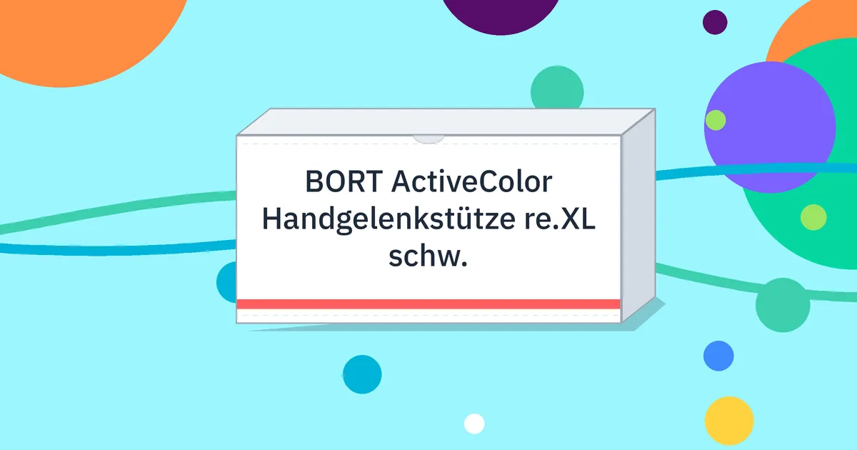 Symbolbild: Packung mit der Aufschrift BORT ActiveColor Handgelenkstütze re.XL schw. (PZN 13423848) – Verfügbarkeit und Bezug in Apotheken in Frankfurt am Main