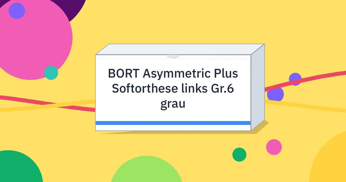 Symbolbild: Packung mit der Aufschrift BORT Asymmetric Plus Softorthese links Gr.6 grau (PZN 20105505) – Verfügbarkeit und Bezug in Apotheken in Frankfurt am Main