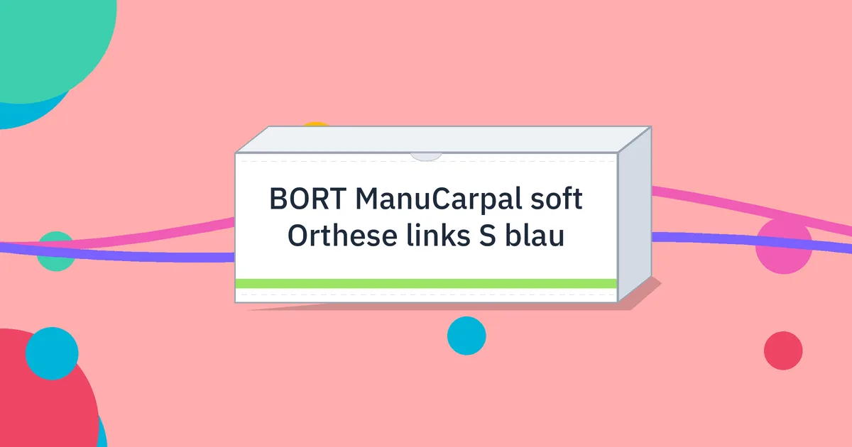 Symbolbild: Packung mit der Aufschrift BORT ManuCarpal soft Orthese links S blau (PZN 08521997) – Verfügbarkeit und Bezug in Apotheken in Frankfurt am Main