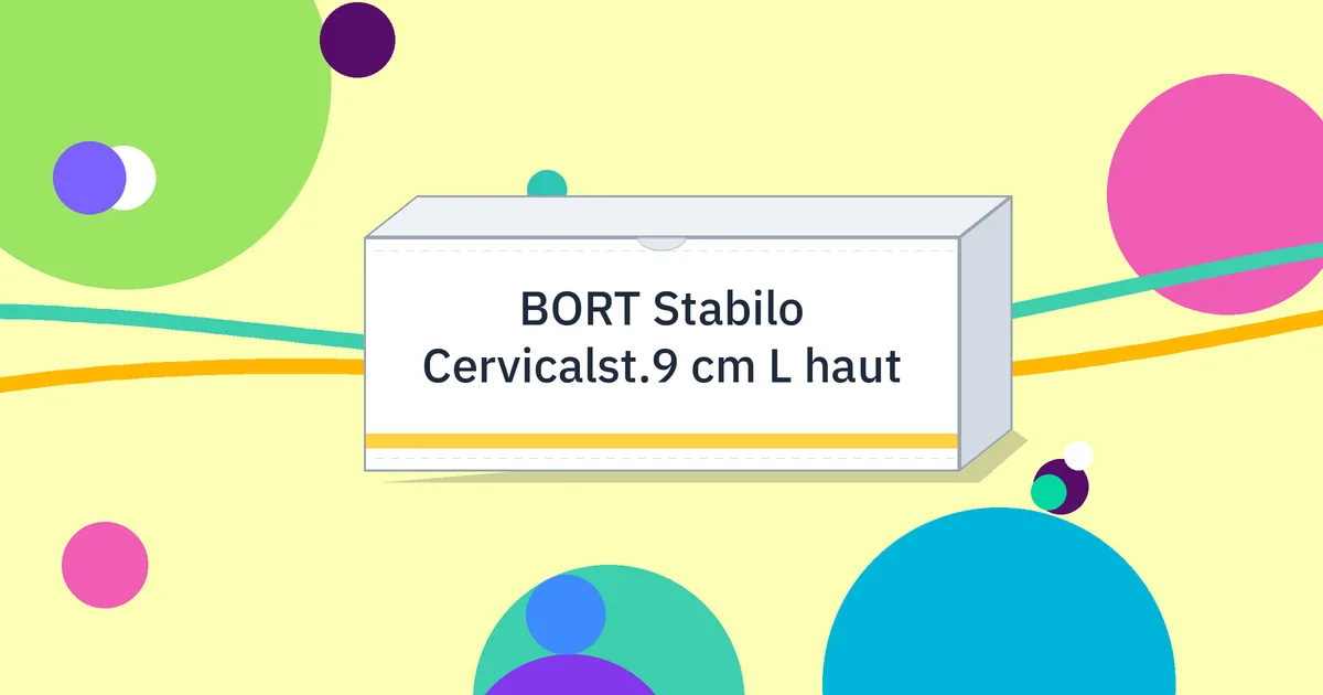 Symbolbild: Packung mit der Aufschrift BORT Stabilo Cervicalst.9 cm L haut (PZN 02687751) – Verfügbarkeit und Bezug in Apotheken in Frankfurt am Main