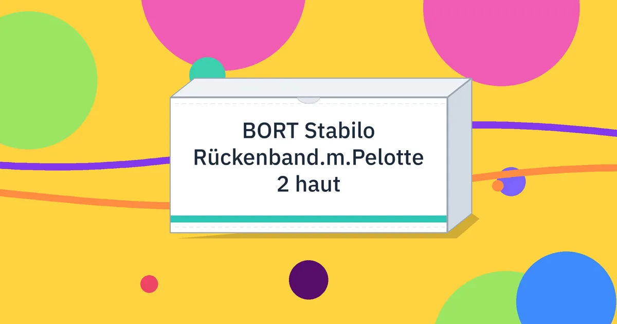 Symbolbild: Packung mit der Aufschrift BORT Stabilo Rückenband.m.Pelotte 2 haut (PZN 05872673) – Verfügbarkeit und Bezug in Apotheken in Frankfurt am Main