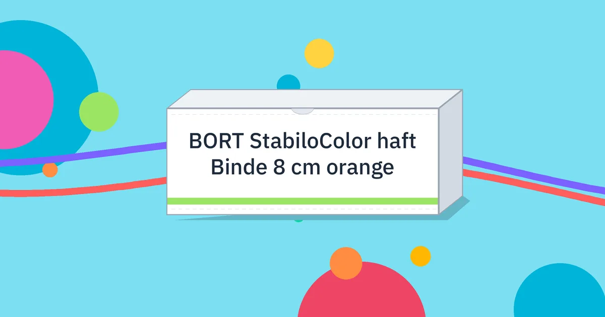 Symbolbild: Packung mit der Aufschrift BORT StabiloColor haft Binde 8 cm orange (PZN 07672464) – Verfügbarkeit und Bezug in Apotheken in Frankfurt am Main