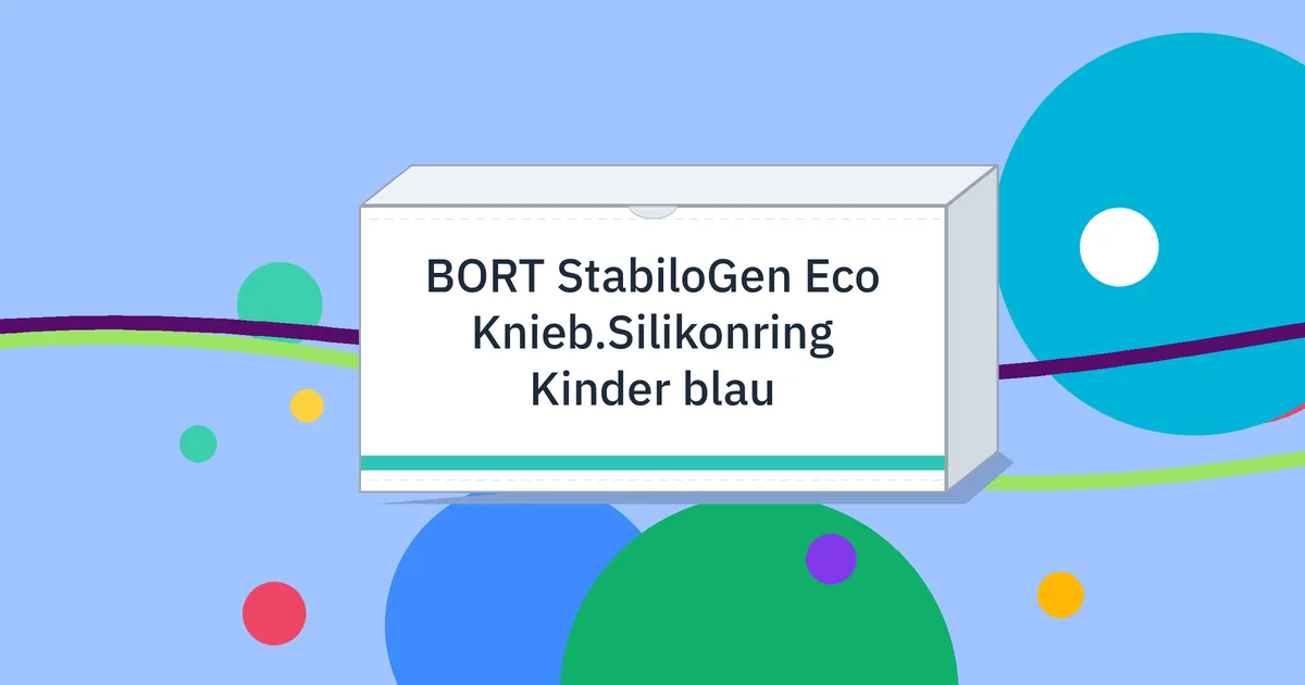 Symbolbild: Packung mit der Aufschrift BORT StabiloGen Eco Knieb.Silikonring Kinder blau (PZN 06085026) – Verfügbarkeit und Bezug in Apotheken in Frankfurt am Main