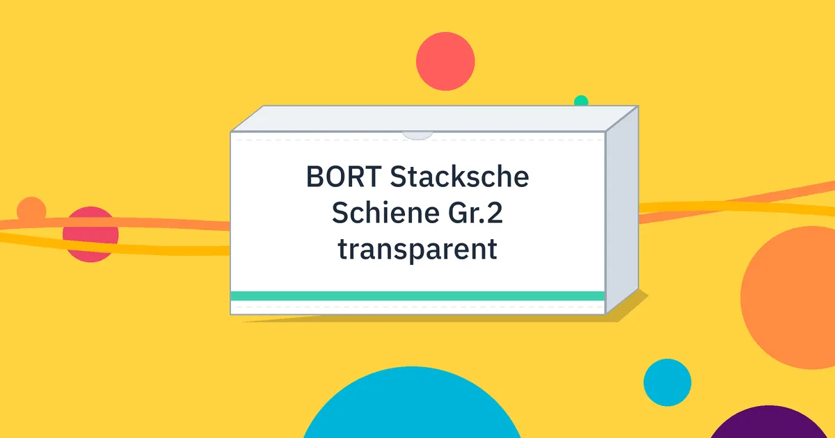 Symbolbild: Packung mit der Aufschrift BORT Stacksche Schiene Gr.2 transparent (PZN 02736159) – Verfügbarkeit und Bezug in Apotheken in Frankfurt am Main