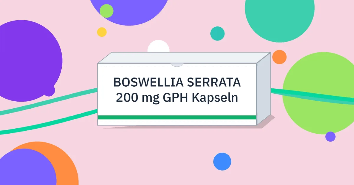 Symbolbild: Packung mit der Aufschrift BOSWELLIA SERRATA 200 mg GPH Kapseln (PZN 09528518) – Verfügbarkeit und Bezug in Apotheken in Frankfurt am Main