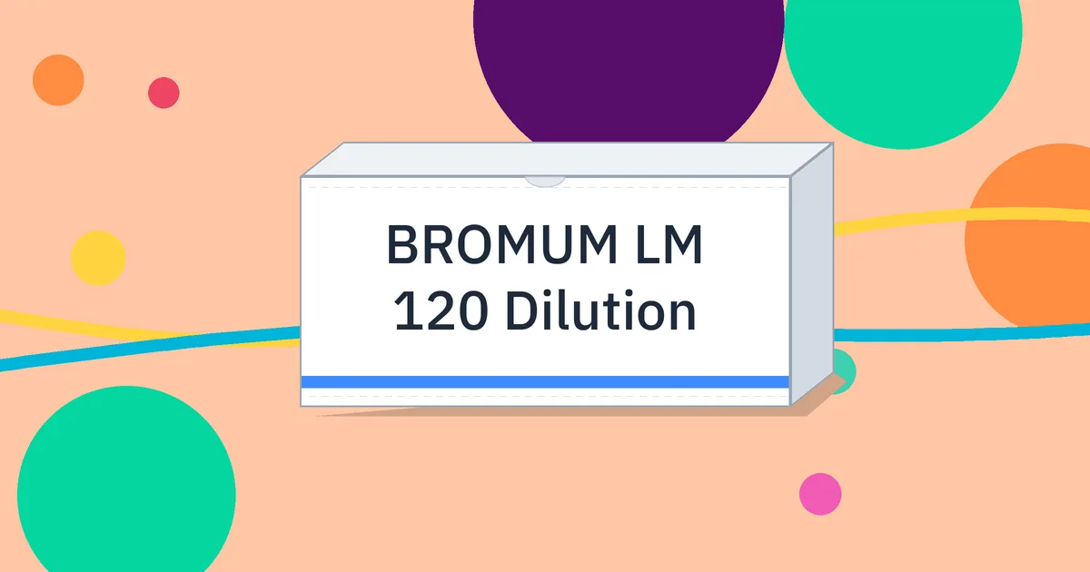 Symbolbild: Packung mit der Aufschrift BROMUM LM 120 Dilution (PZN 12796866) – Verfügbarkeit und Bezug in Apotheken in Frankfurt am Main