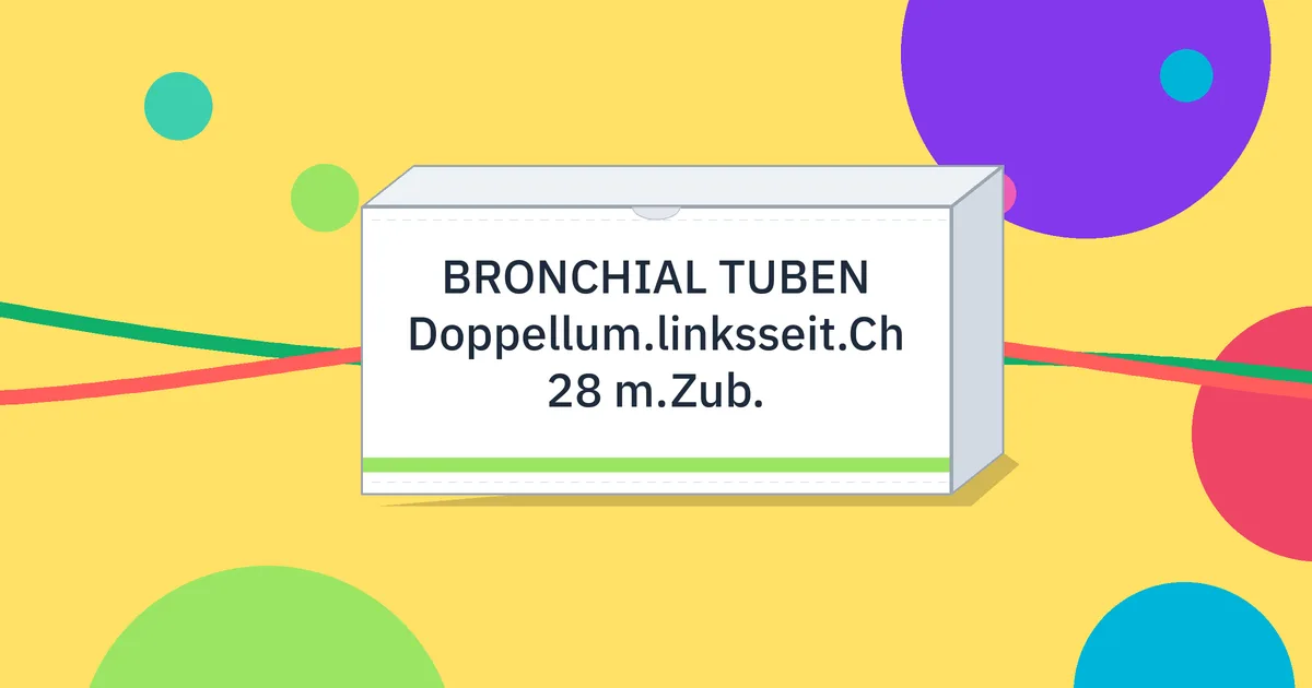 Symbolbild: Packung mit der Aufschrift BRONCHIAL TUBEN Doppellum.linksseit.Ch 28 m.Zub. (PZN 01350363) – Verfügbarkeit und Bezug in Apotheken in Frankfurt am Main