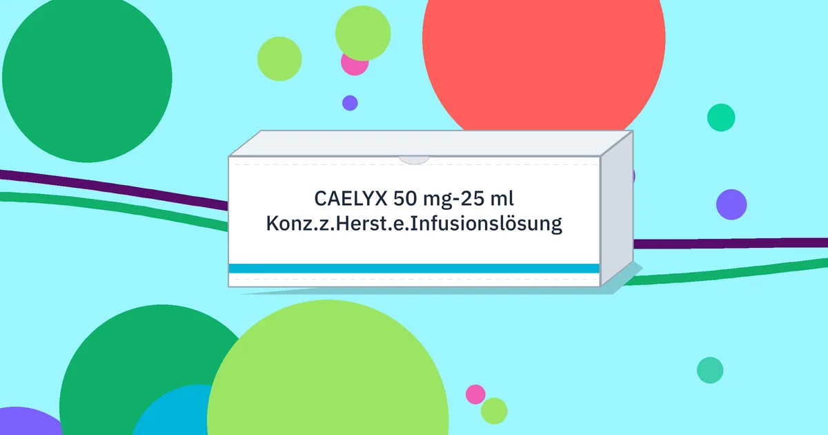 Symbolbild: Packung mit der Aufschrift CAELYX 50 mg-25 ml Konz.z.Herst.e.Infusionslösung (PZN 01672500) – Verfügbarkeit und Bezug in Apotheken in Frankfurt am Main