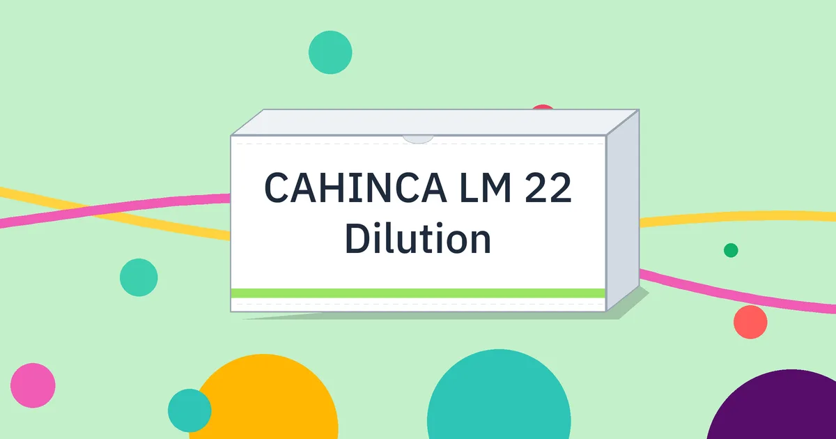 Symbolbild: Packung mit der Aufschrift CAHINCA LM 22 Dilution (PZN 13403219) – Verfügbarkeit und Bezug in Apotheken in Frankfurt am Main