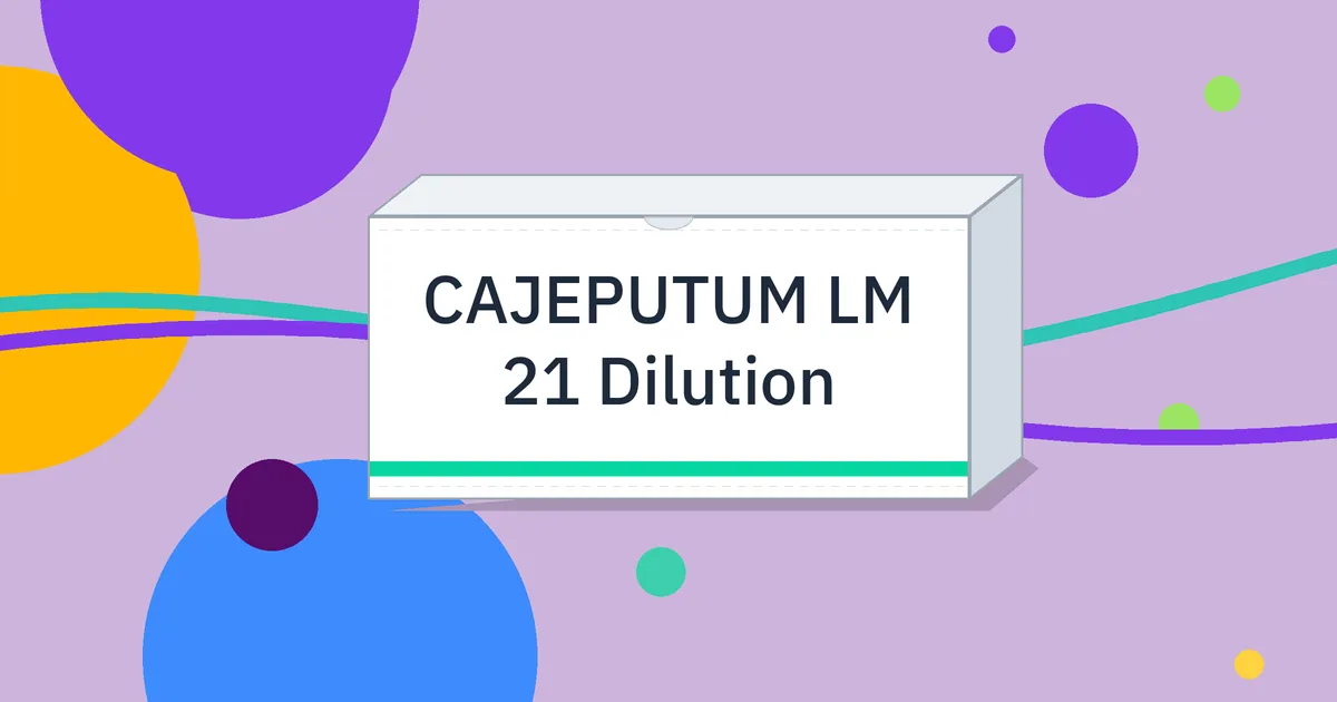 Symbolbild: Packung mit der Aufschrift CAJEPUTUM LM 21 Dilution (PZN 12799675) – Verfügbarkeit und Bezug in Apotheken in Frankfurt am Main