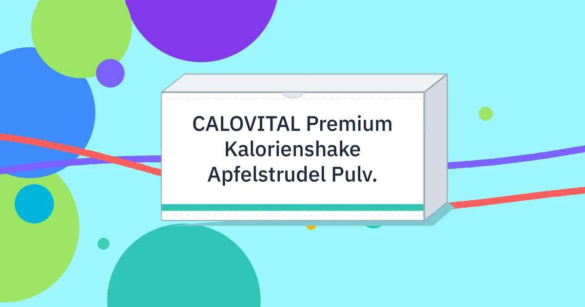 Symbolbild: Packung mit der Aufschrift CALOVITAL Premium Kalorienshake Apfelstrudel Pulv. (PZN 19439247) – Verfügbarkeit und Bezug in Apotheken in Frankfurt am Main