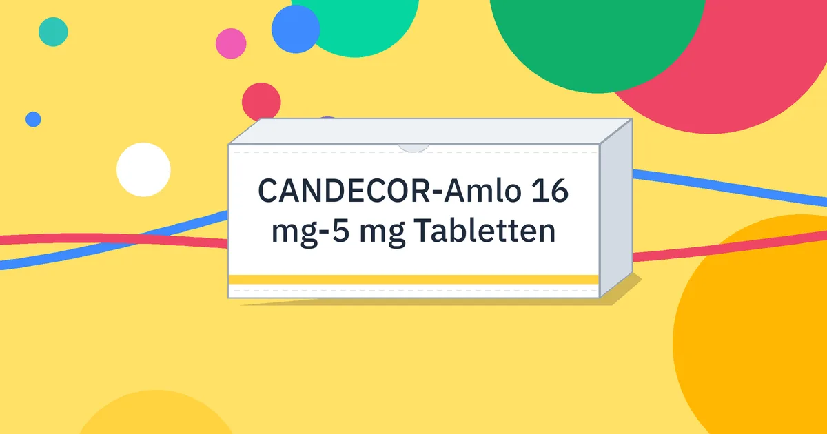 Symbolbild: Packung mit der Aufschrift CANDECOR-Amlo 16 mg-5 mg Tabletten (PZN 20376173) – Verfügbarkeit und Bezug in Apotheken in Frankfurt am Main