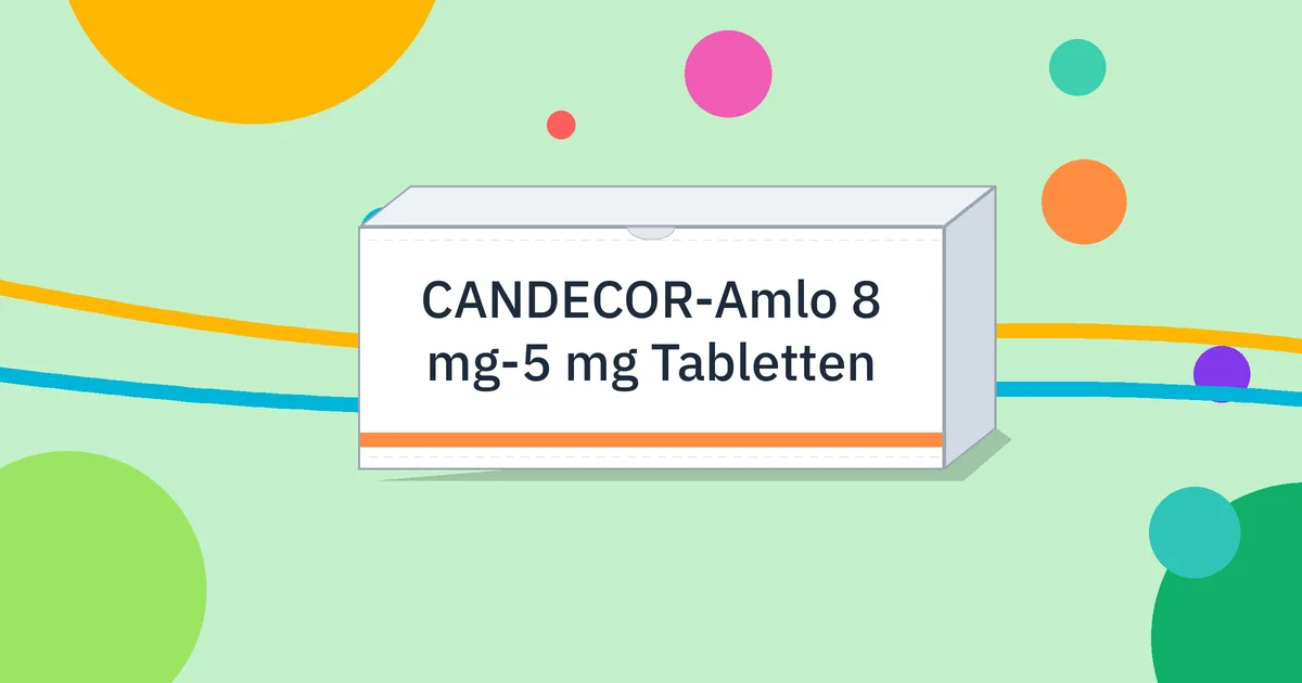 Symbolbild: Packung mit der Aufschrift CANDECOR-Amlo 8 mg-5 mg Tabletten (PZN 13502200) – Verfügbarkeit und Bezug in Apotheken in Frankfurt am Main