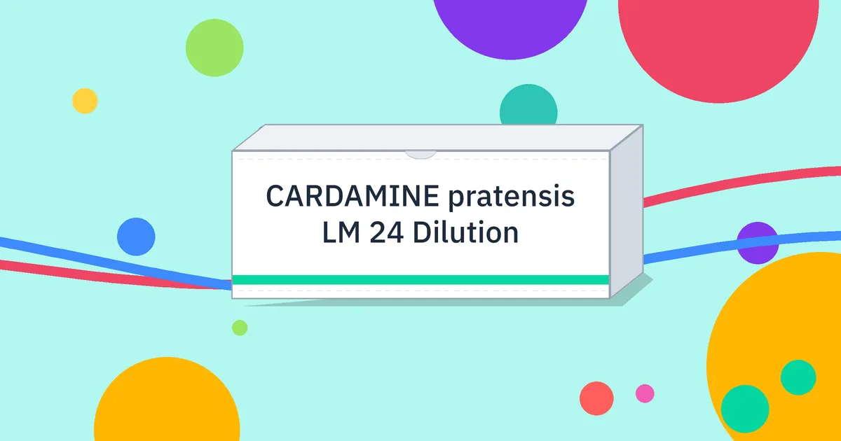 Symbolbild: Packung mit der Aufschrift CARDAMINE pratensis LM 24 Dilution (PZN 13429271) – Verfügbarkeit und Bezug in Apotheken in Frankfurt am Main