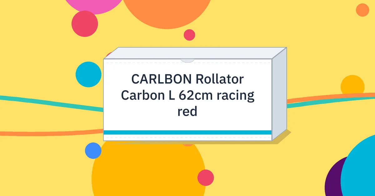 Symbolbild: Packung mit der Aufschrift CARLBON Rollator Carbon L 62cm racing red (PZN 20695642) – Verfügbarkeit und Bezug in Apotheken in Frankfurt am Main