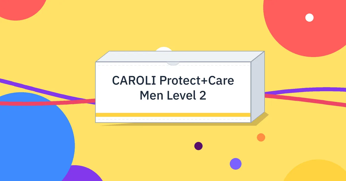 Symbolbild: Packung mit der Aufschrift CAROLI Protect+Care Men Level 2 (PZN 11054329) – Verfügbarkeit und Bezug in Apotheken in Frankfurt am Main
