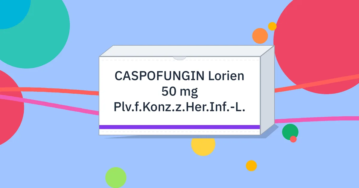 Symbolbild: Packung mit der Aufschrift CASPOFUNGIN Lorien 50 mg Plv.f.Konz.z.Her.Inf.-L. (PZN 16894353) – Verfügbarkeit und Bezug in Apotheken in Frankfurt am Main
