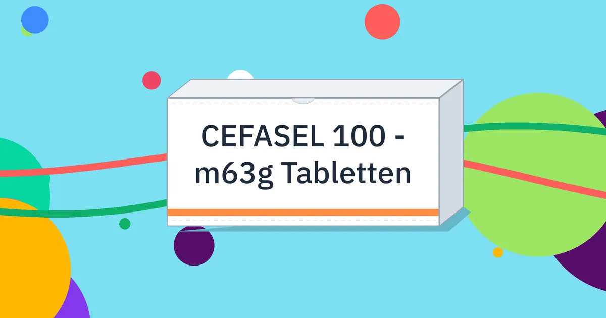 Symbolbild: Packung mit der Aufschrift CEFASEL 100 -m63g Tabletten (PZN 16390339) – Verfügbarkeit und Bezug in Apotheken in Frankfurt am Main