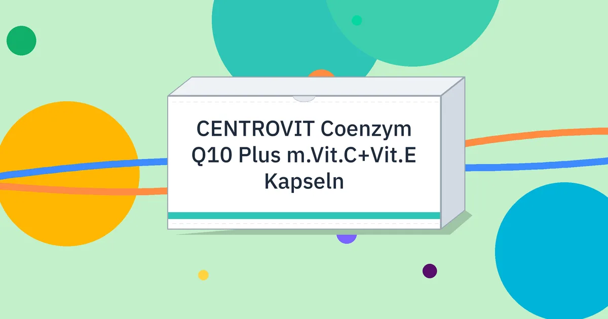 Symbolbild: Packung mit der Aufschrift CENTROVIT Coenzym Q10 Plus m.Vit.C+Vit.E Kapseln (PZN 19183753) – Verfügbarkeit und Bezug in Apotheken in Frankfurt am Main