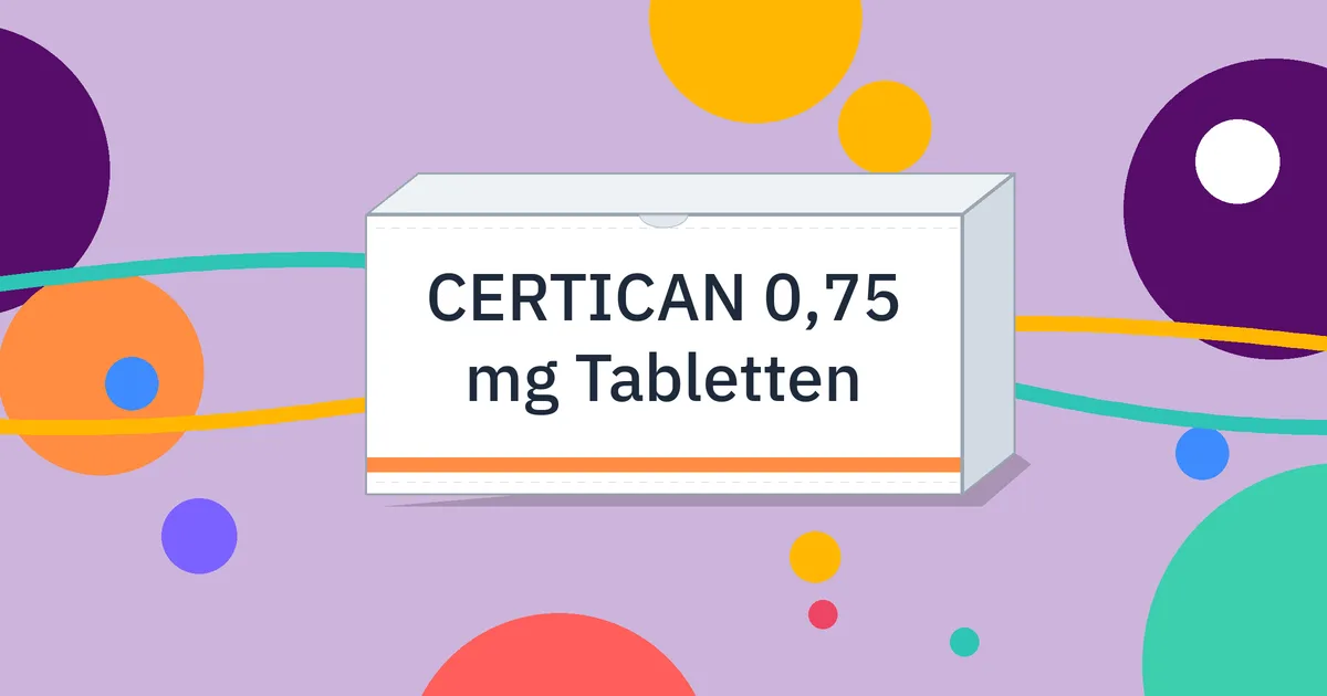 Symbolbild: Packung mit der Aufschrift CERTICAN 0,75 mg Tabletten (PZN 01754706) – Verfügbarkeit und Bezug in Apotheken in Frankfurt am Main