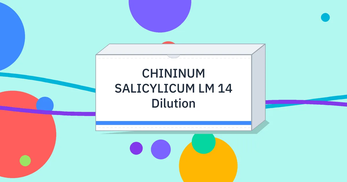 Symbolbild: Packung mit der Aufschrift CHININUM SALICYLICUM LM 14 Dilution (PZN 12815635) – Verfügbarkeit und Bezug in Apotheken in Frankfurt am Main