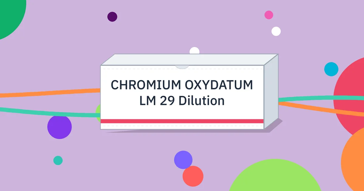 Symbolbild: Packung mit der Aufschrift CHROMIUM OXYDATUM LM 29 Dilution (PZN 13445703) – Verfügbarkeit und Bezug in Apotheken in Frankfurt am Main