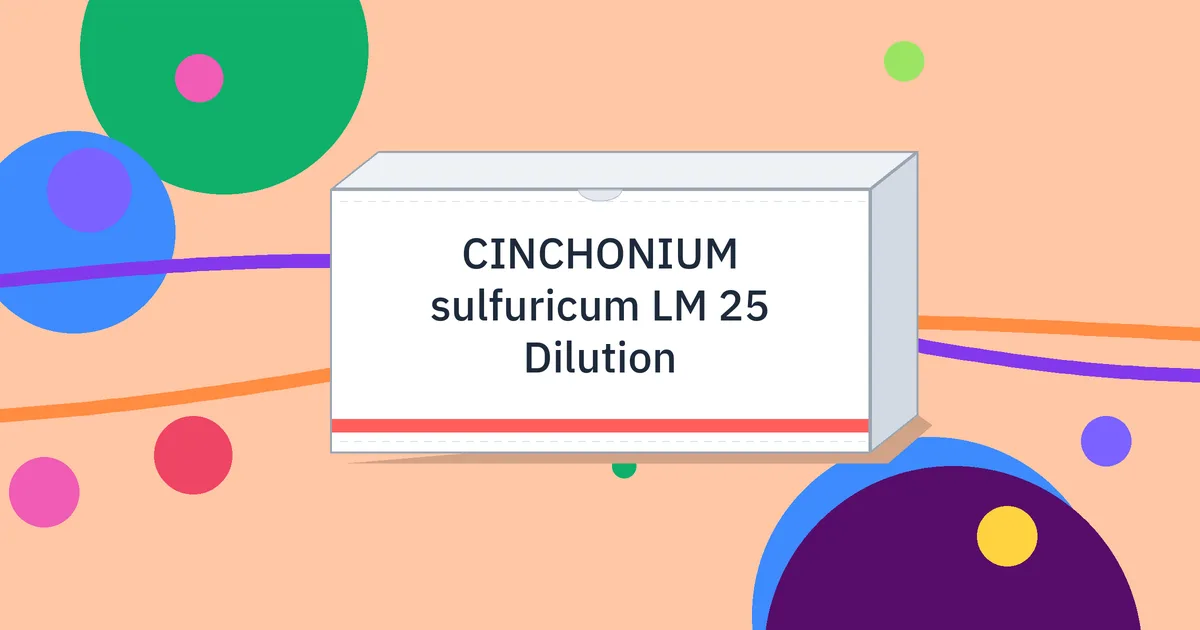 Symbolbild: Packung mit der Aufschrift CINCHONIUM sulfuricum LM 25 Dilution (PZN 13446594) – Verfügbarkeit und Bezug in Apotheken in Frankfurt am Main