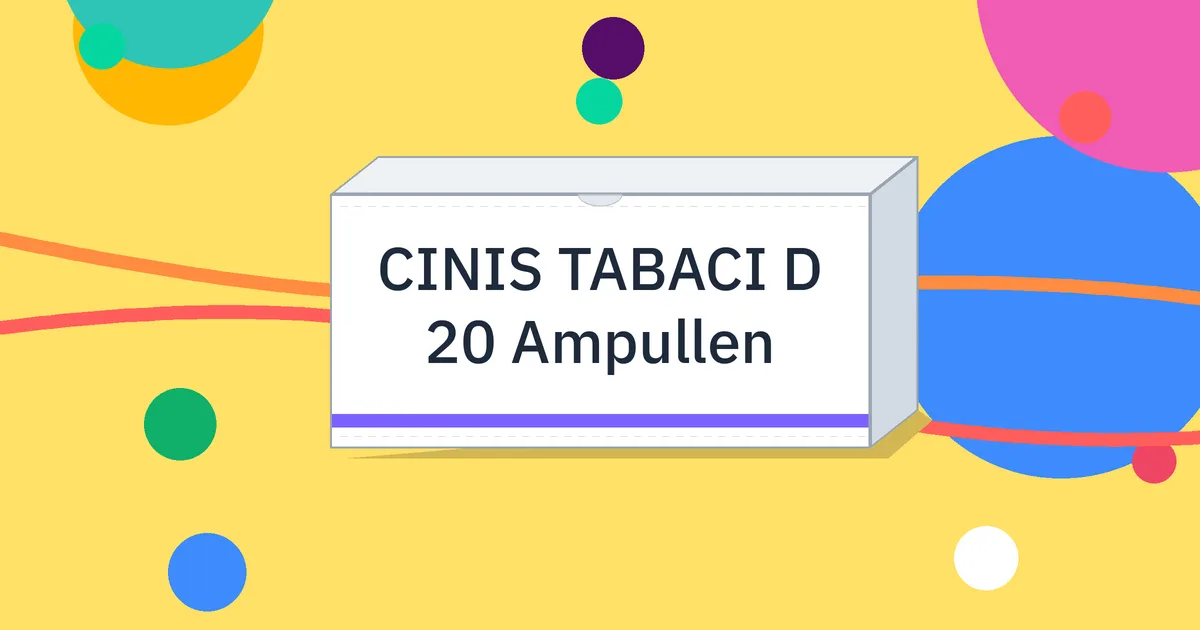 Symbolbild: Packung mit der Aufschrift CINIS TABACI D 20 Ampullen (PZN 02839741) – Verfügbarkeit und Bezug in Apotheken in Frankfurt am Main
