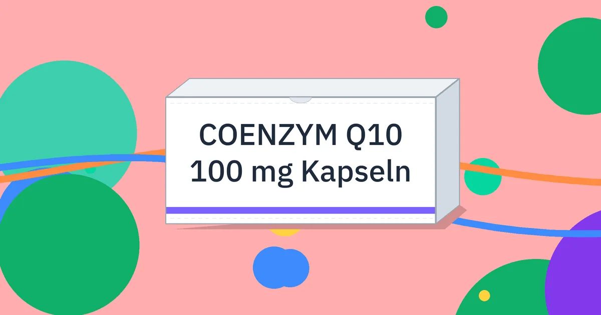 Symbolbild: Packung mit der Aufschrift COENZYM Q10 100 mg Kapseln (PZN 09667384) – Verfügbarkeit und Bezug in Apotheken in Frankfurt am Main