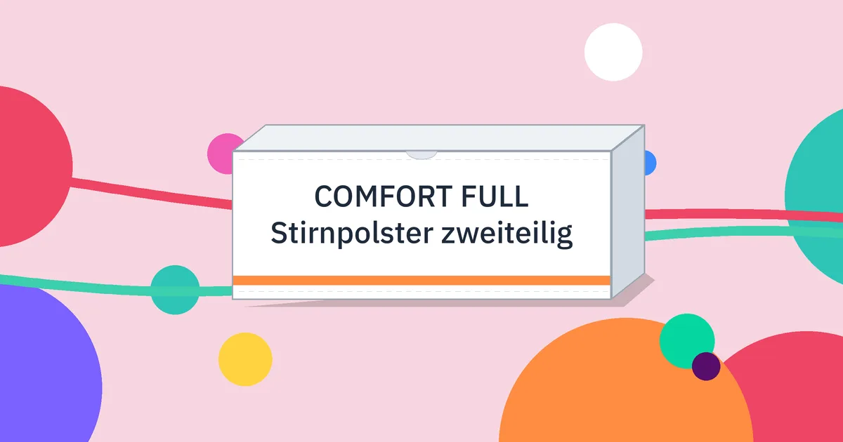 Symbolbild: Packung mit der Aufschrift COMFORT FULL Stirnpolster zweiteilig (PZN 03025414) – Verfügbarkeit und Bezug in Apotheken in Frankfurt am Main