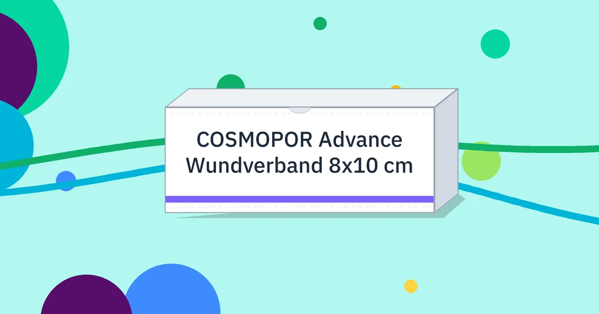 Symbolbild: Packung mit der Aufschrift COSMOPOR Advance Wundverband 8x10 cm (PZN 18808464) – Verfügbarkeit und Bezug in Apotheken in Frankfurt am Main