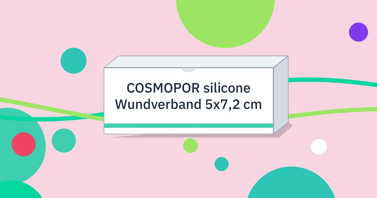 Symbolbild: Packung mit der Aufschrift COSMOPOR silicone Wundverband 5x7,2 cm (PZN 18303847) – Verfügbarkeit und Bezug in Apotheken in Frankfurt am Main