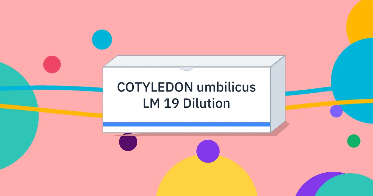 Symbolbild: Packung mit der Aufschrift COTYLEDON umbilicus LM 19 Dilution (PZN 13455908) – Verfügbarkeit und Bezug in Apotheken in Frankfurt am Main