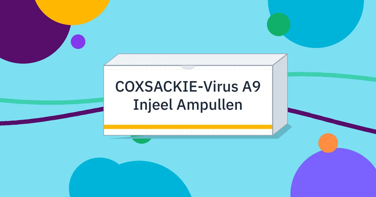 Symbolbild: Packung mit der Aufschrift COXSACKIE-Virus A9 Injeel Ampullen (PZN 01897133) – Verfügbarkeit und Bezug in Apotheken in Frankfurt am Main