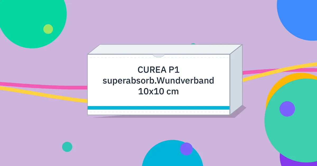 Symbolbild: Packung mit der Aufschrift CUREA P1 superabsorb.Wundverband 10x10 cm (PZN 11114008) – Verfügbarkeit und Bezug in Apotheken in Frankfurt am Main