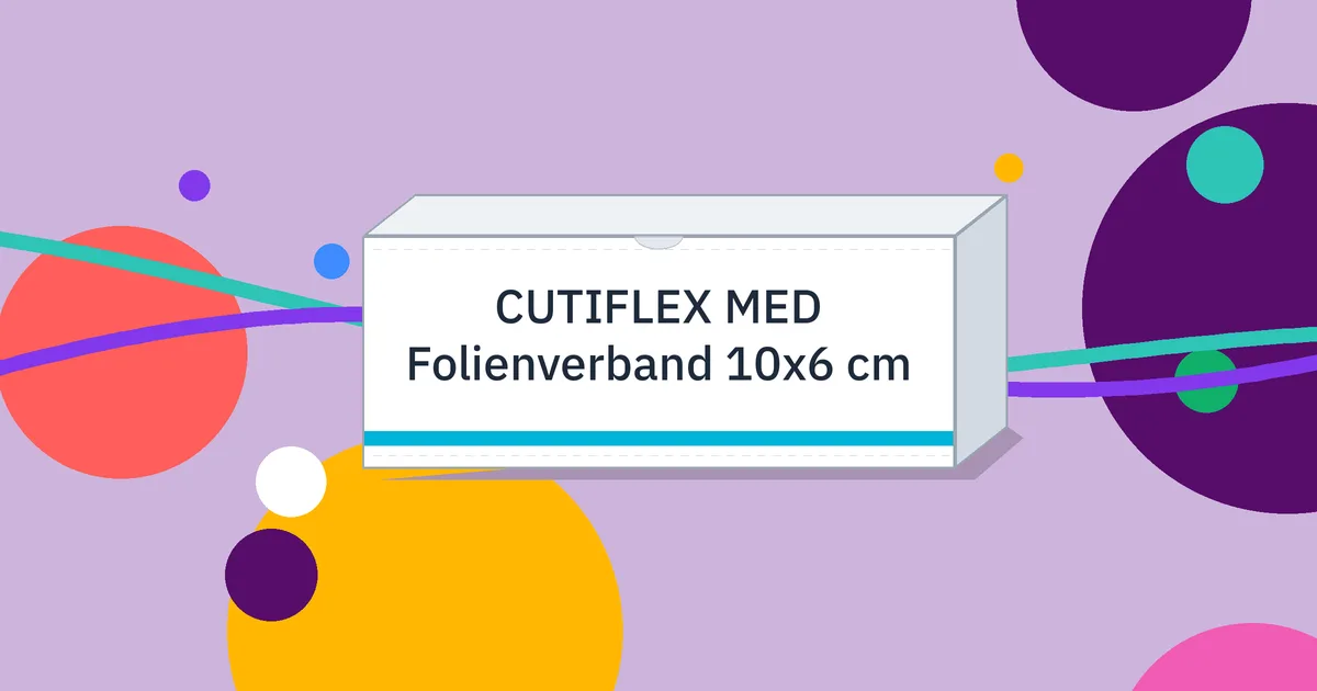 Symbolbild: Packung mit der Aufschrift CUTIFLEX MED Folienverband 10x6 cm (PZN 17591910) – Verfügbarkeit und Bezug in Apotheken in Frankfurt am Main