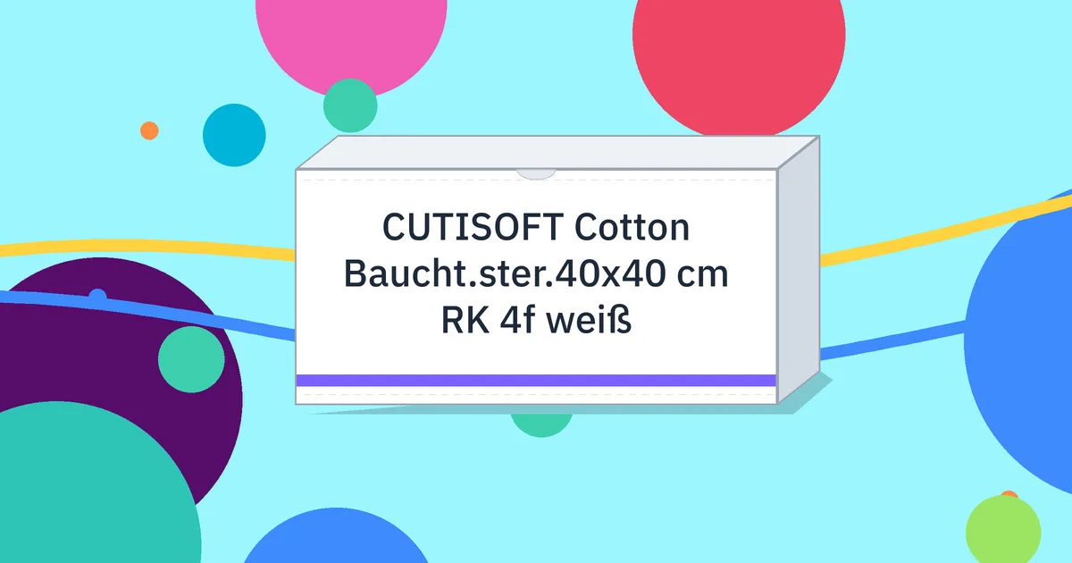 Symbolbild: Packung mit der Aufschrift CUTISOFT Cotton Baucht.ster.40x40 cm RK 4f weiß (PZN 03902588) – Verfügbarkeit und Bezug in Apotheken in Frankfurt am Main