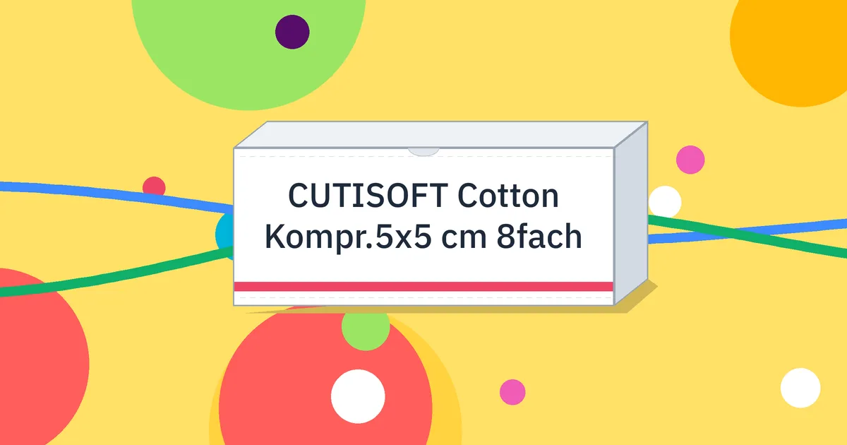 Symbolbild: Packung mit der Aufschrift CUTISOFT Cotton Kompr.5x5 cm 8fach (PZN 06477720) – Verfügbarkeit und Bezug in Apotheken in Frankfurt am Main