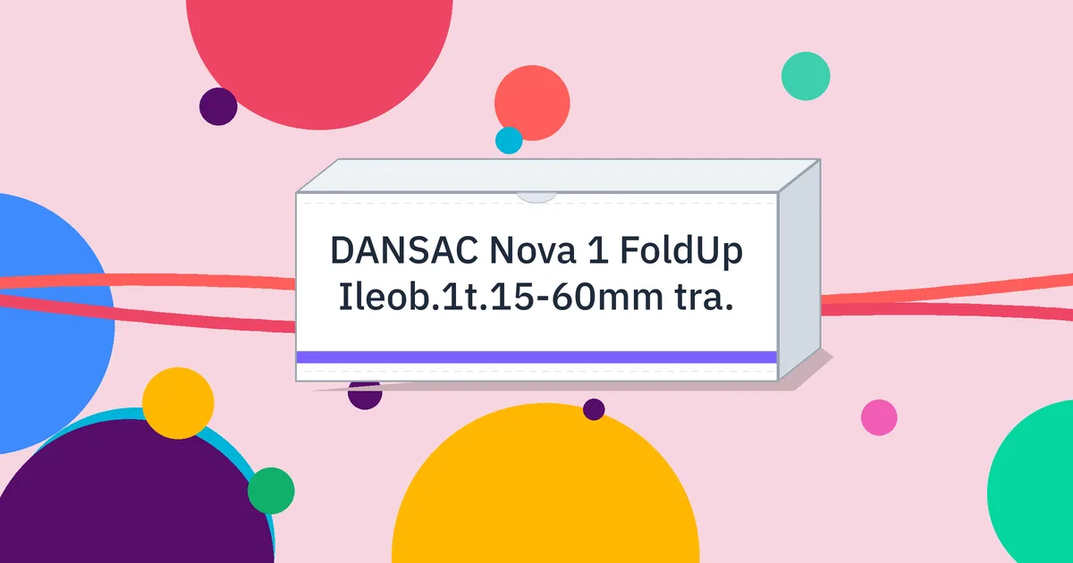 Symbolbild: Packung mit der Aufschrift DANSAC Nova 1 FoldUp Ileob.1t.15-60mm tra. (PZN 04144279) – Verfügbarkeit und Bezug in Apotheken in Frankfurt am Main