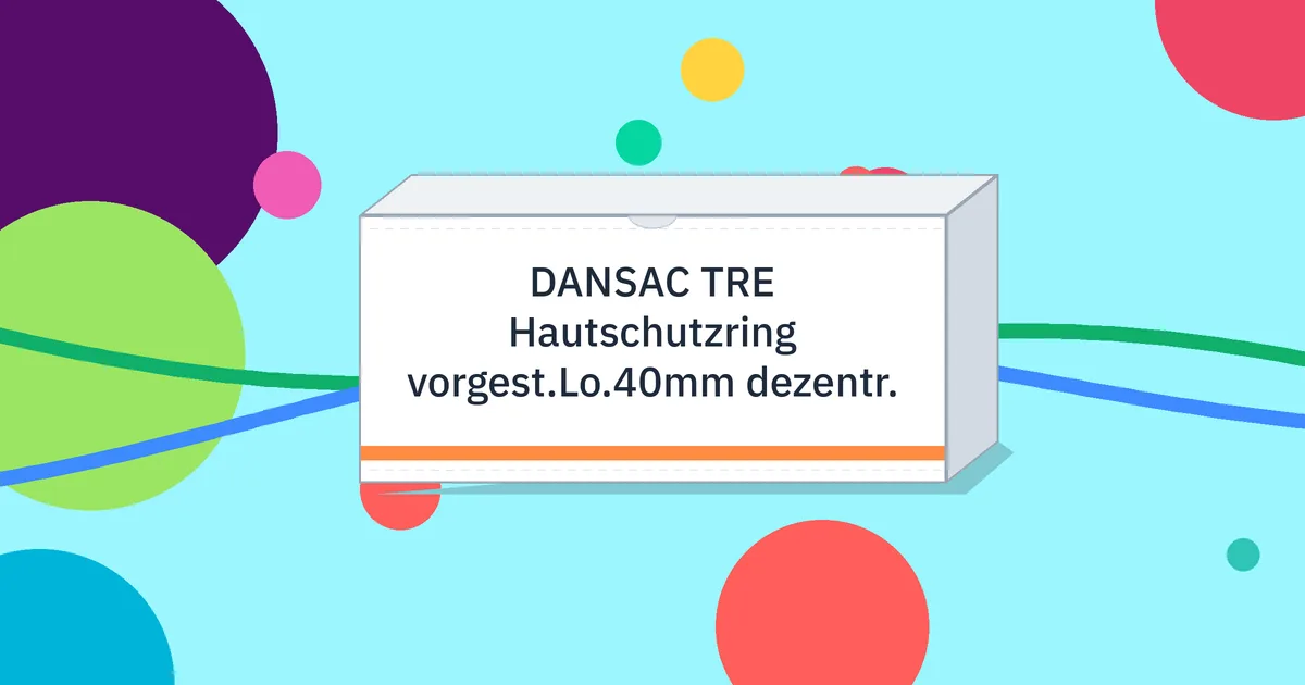 Symbolbild: Packung mit der Aufschrift DANSAC TRE Hautschutzring vorgest.Lo.40mm dezentr. (PZN 13905317) – Verfügbarkeit und Bezug in Apotheken in Frankfurt am Main