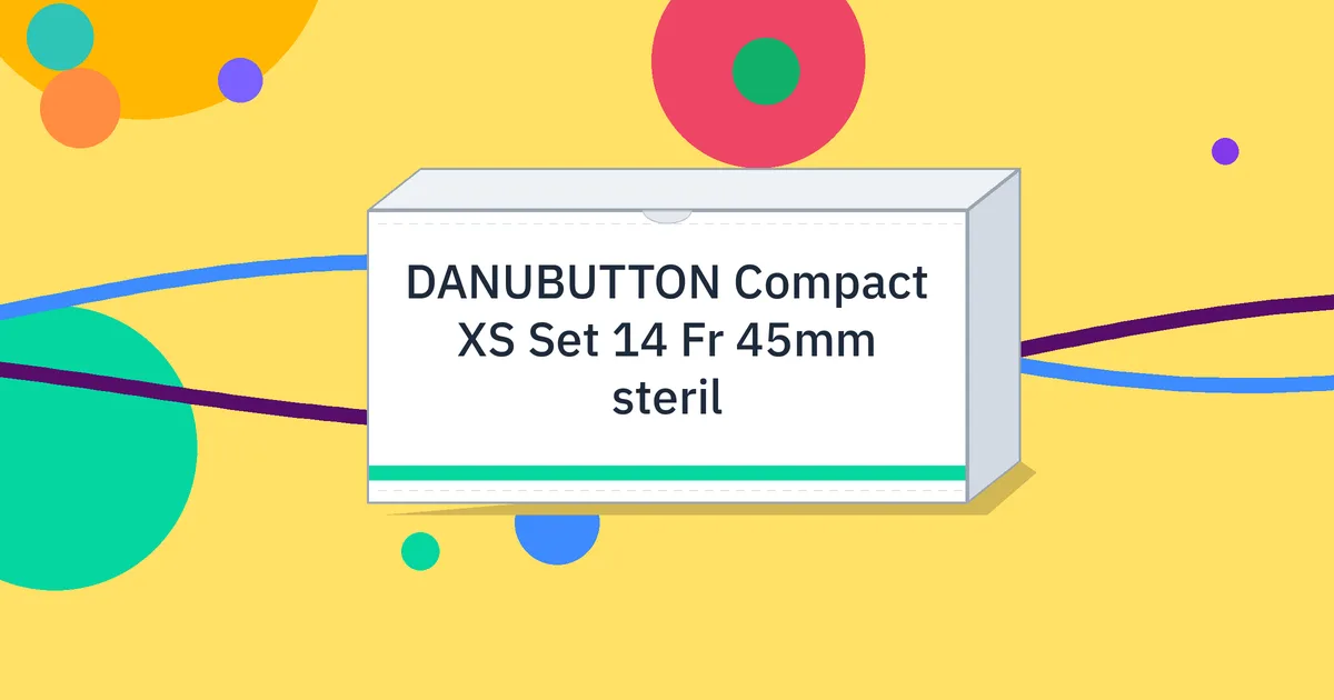 Symbolbild: Packung mit der Aufschrift DANUBUTTON Compact XS Set 14 Fr 45mm steril (PZN 19852740) – Verfügbarkeit und Bezug in Apotheken in Frankfurt am Main